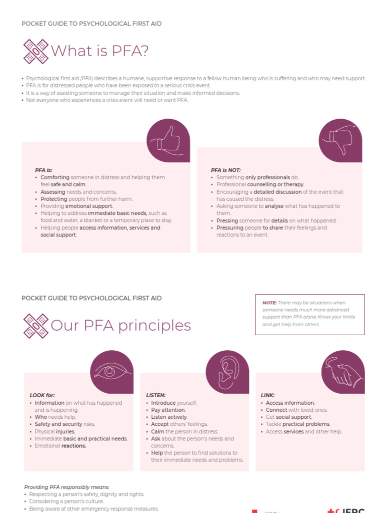 Pocket Guide To Psychological First Aid | PDF | Feeling | Risk