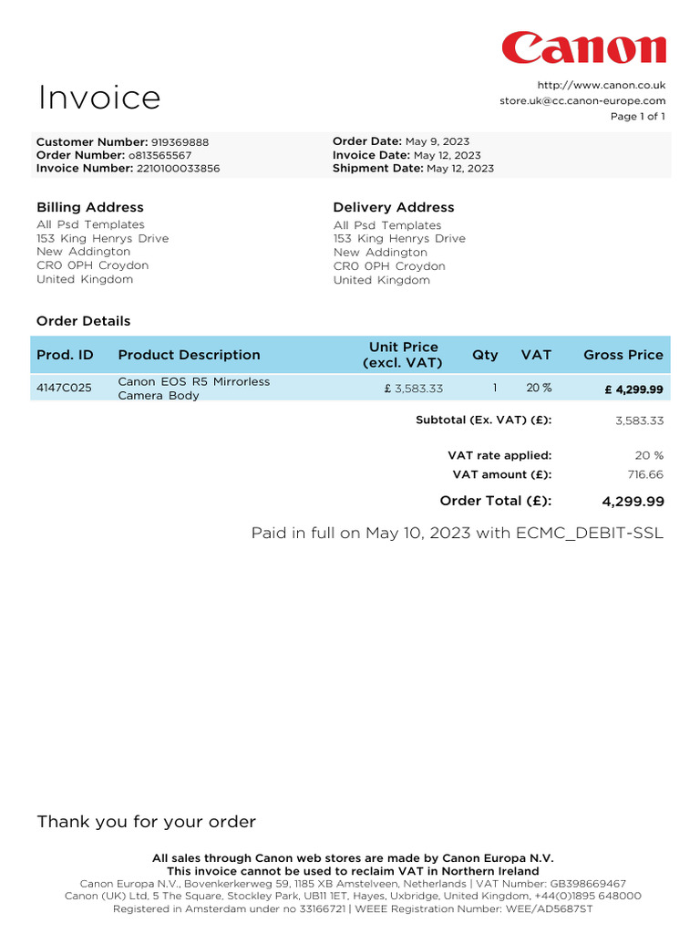 Canon-Invoice | PDF | Invoice | Value Added Tax
