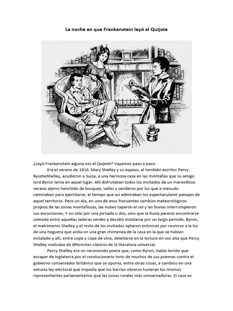 La Noche en Que Frankenstein Leyó El Quijote - Santiago Posteguillo | PDF | Mary Shelley ...