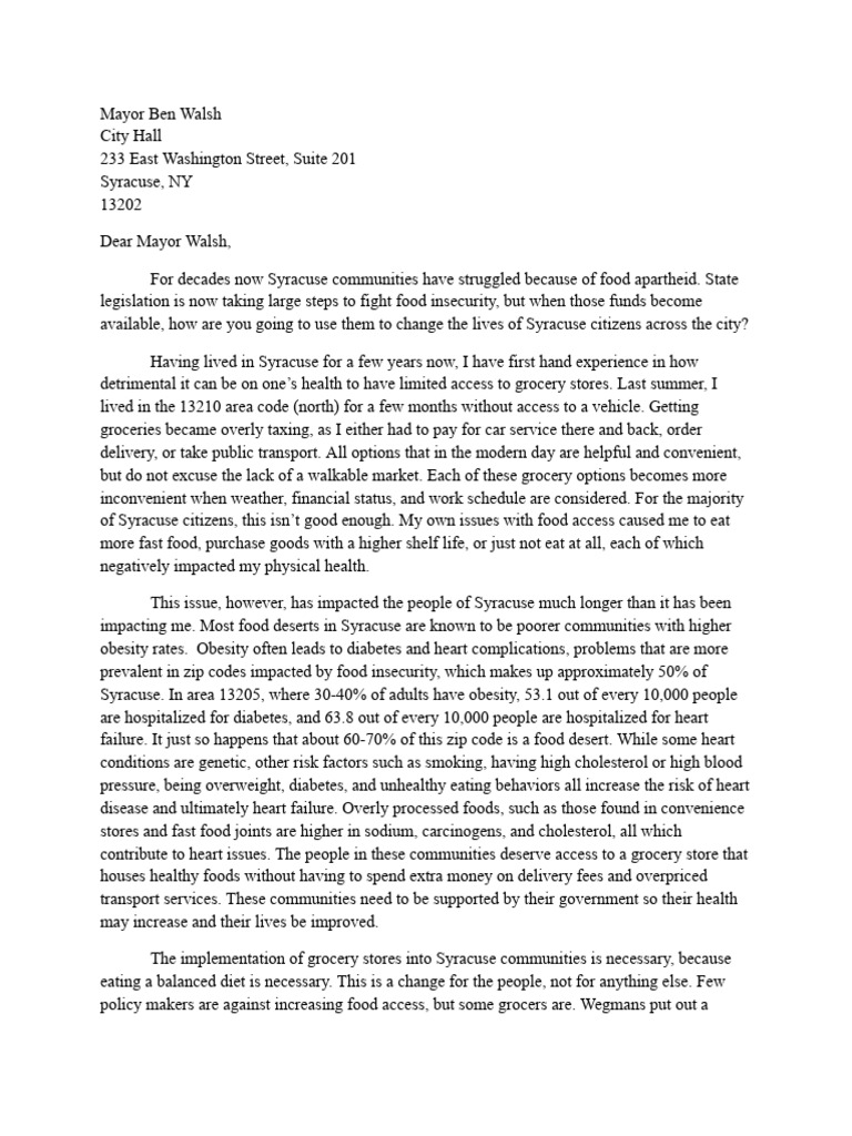 Civic Letter - Madeleine Piquette | PDF | Healthy Diet | Grocery Store