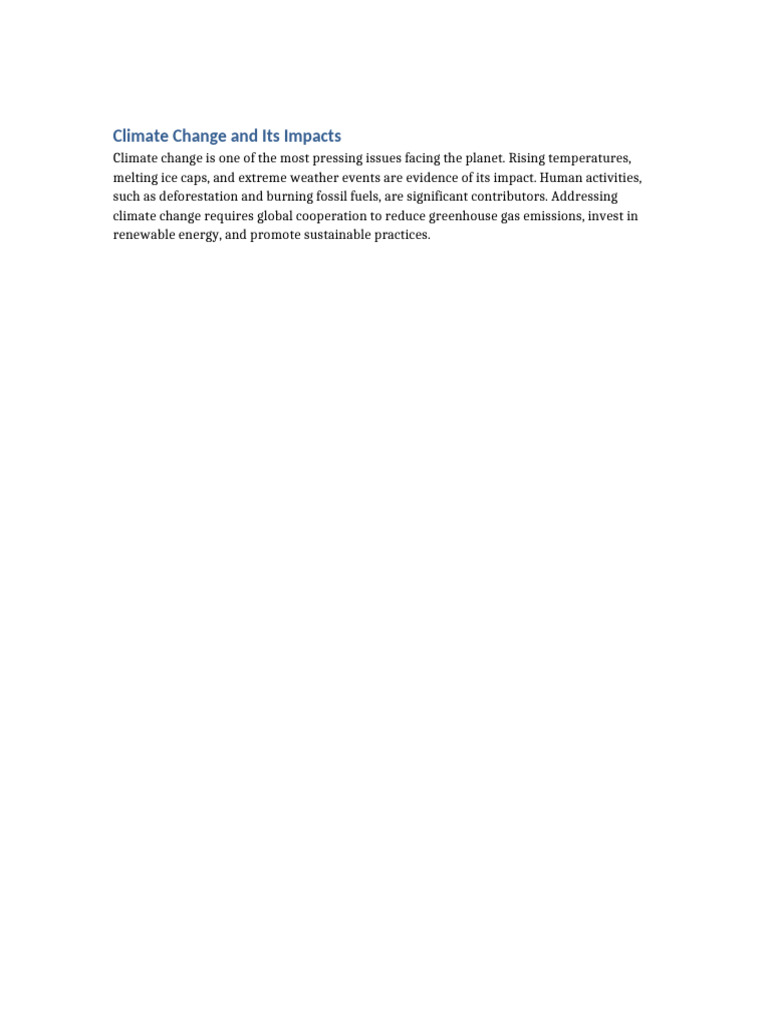 Climate Change and Its Impacts | PDF