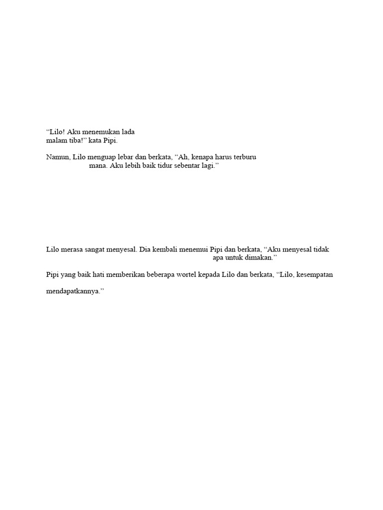 Kelinci Dan Burung Pipit | PDF