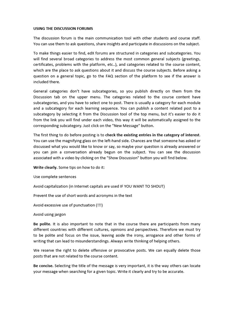Navigating the Discussion Forums | PDF | Internet Forum | Communication