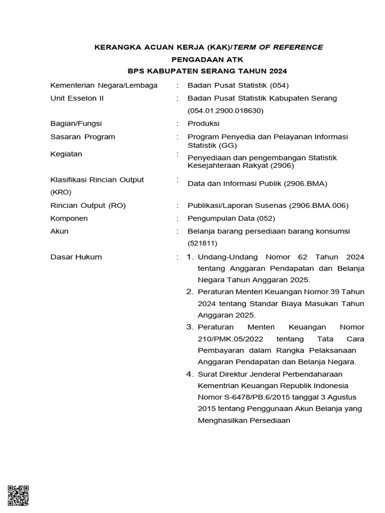 Pengadaan ATK BPS Serang 2024 | PDF