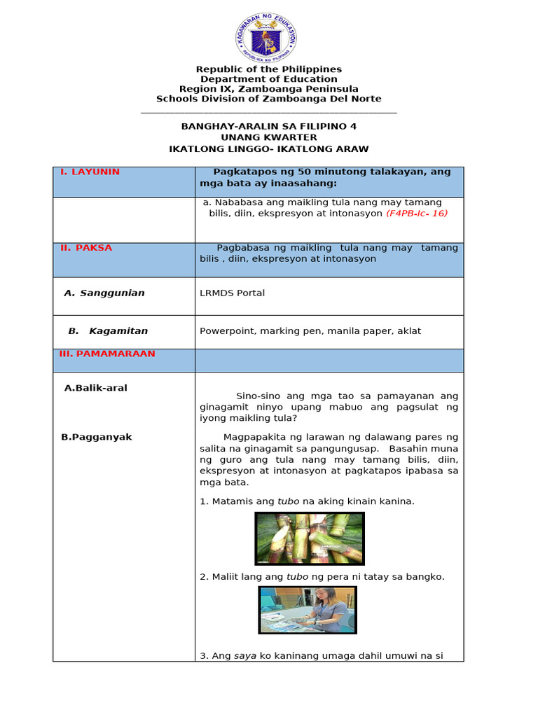 I. Layunin: Pagkatapos NG 50 Minutong Talakayan, Ang Mga Bata Ay ...