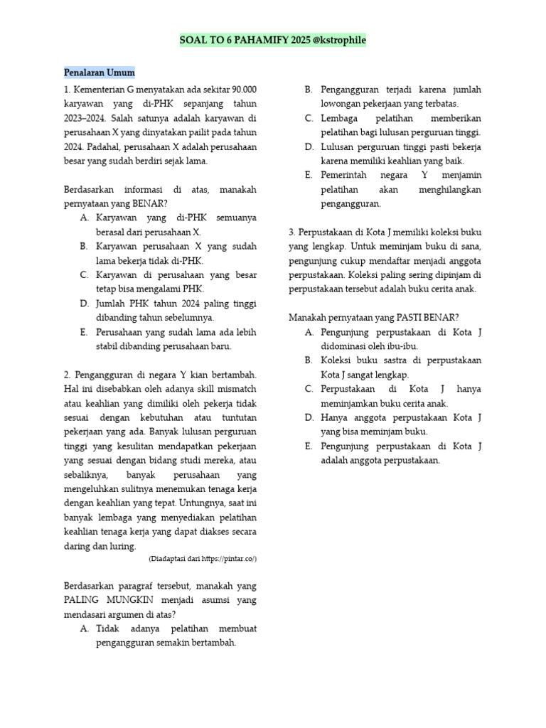 PDF To 6 Pahamify 2025 @kstrophile | PDF