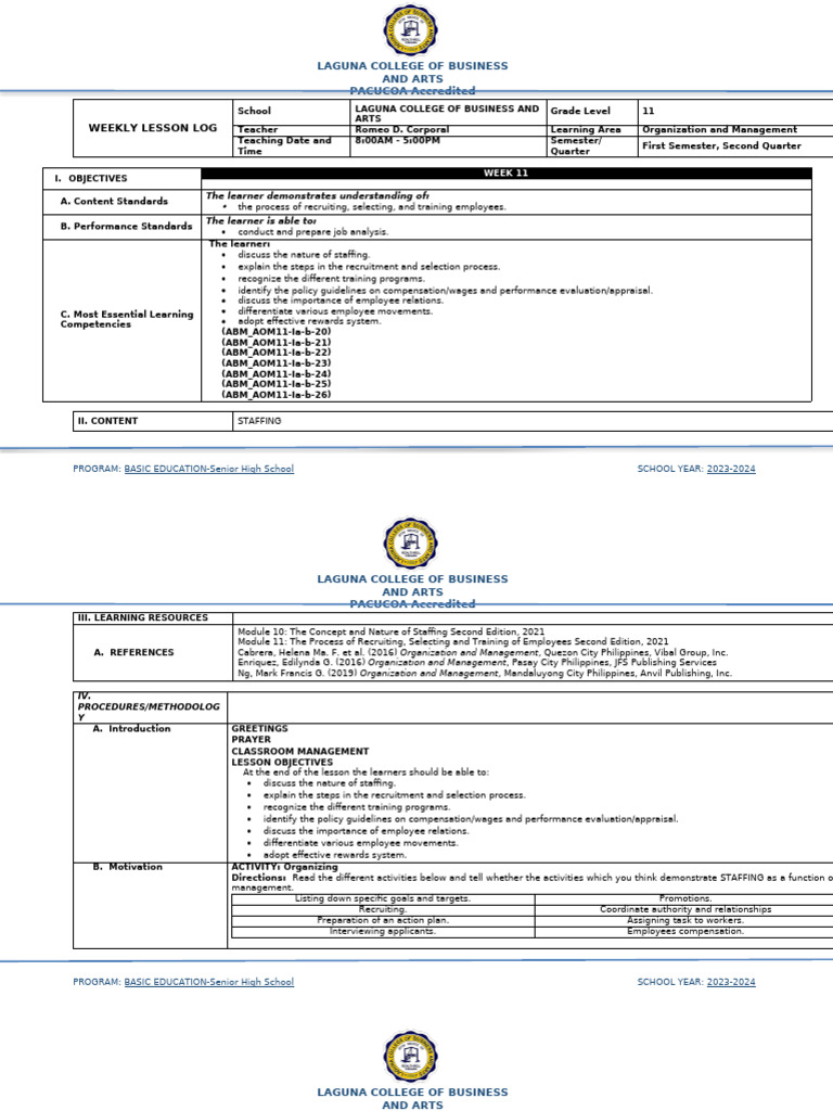 Week-11-Organization-And-Management-First-Semester SR | PDF ...