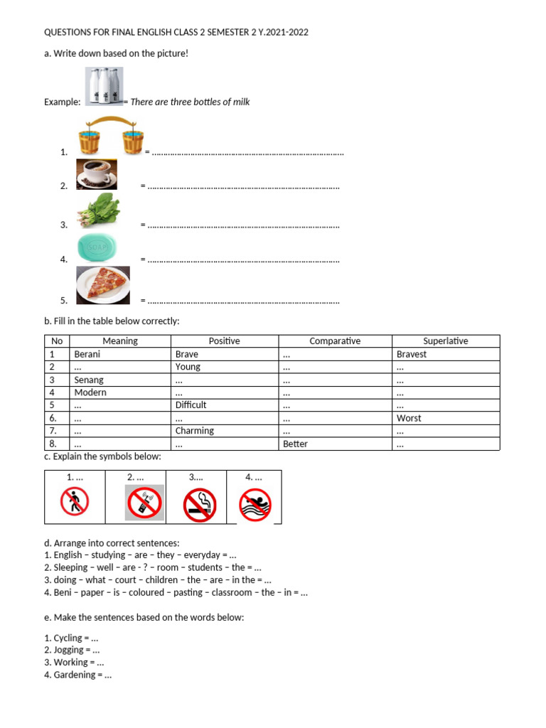 Questions For B Ing Class 2 Final Sem2 TP 2021-22 | PDF