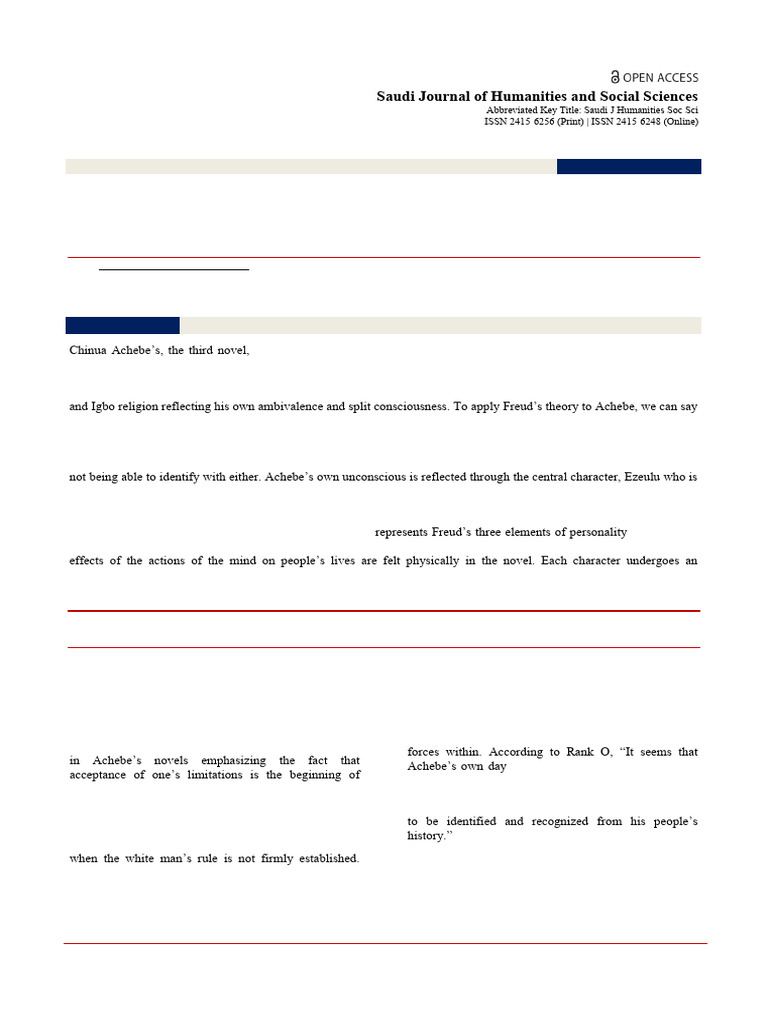 Psychological Realism in Arrow of God | PDF | Id