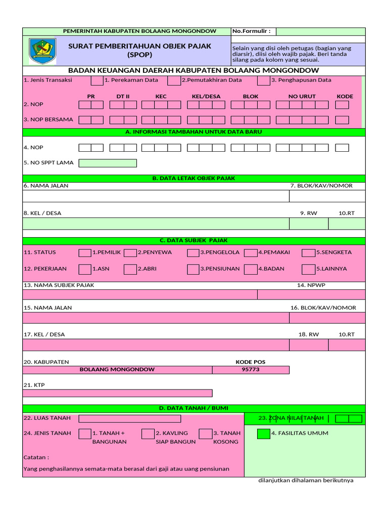 Blangko SPOP LSPOP | PDF