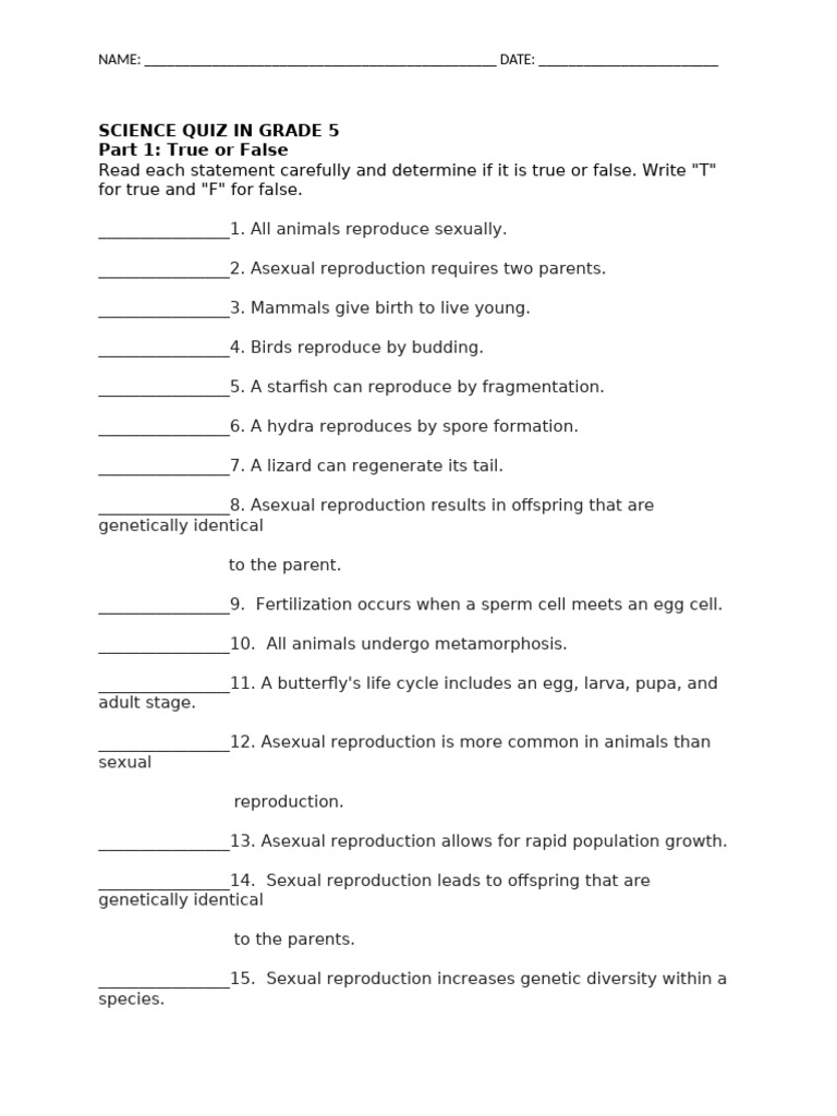 SCIENCE QUIZ IN GRADE 5 | PDF