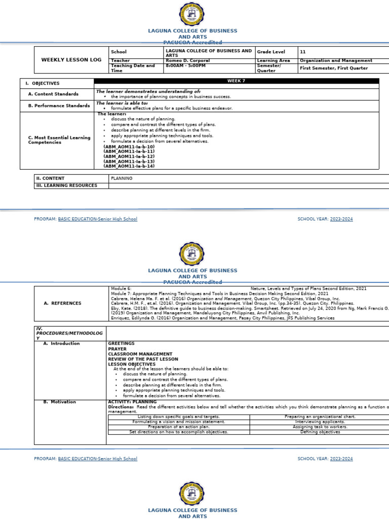 Week 7 Organization and Management First Semester | PDF | Learning | Cognitive Science