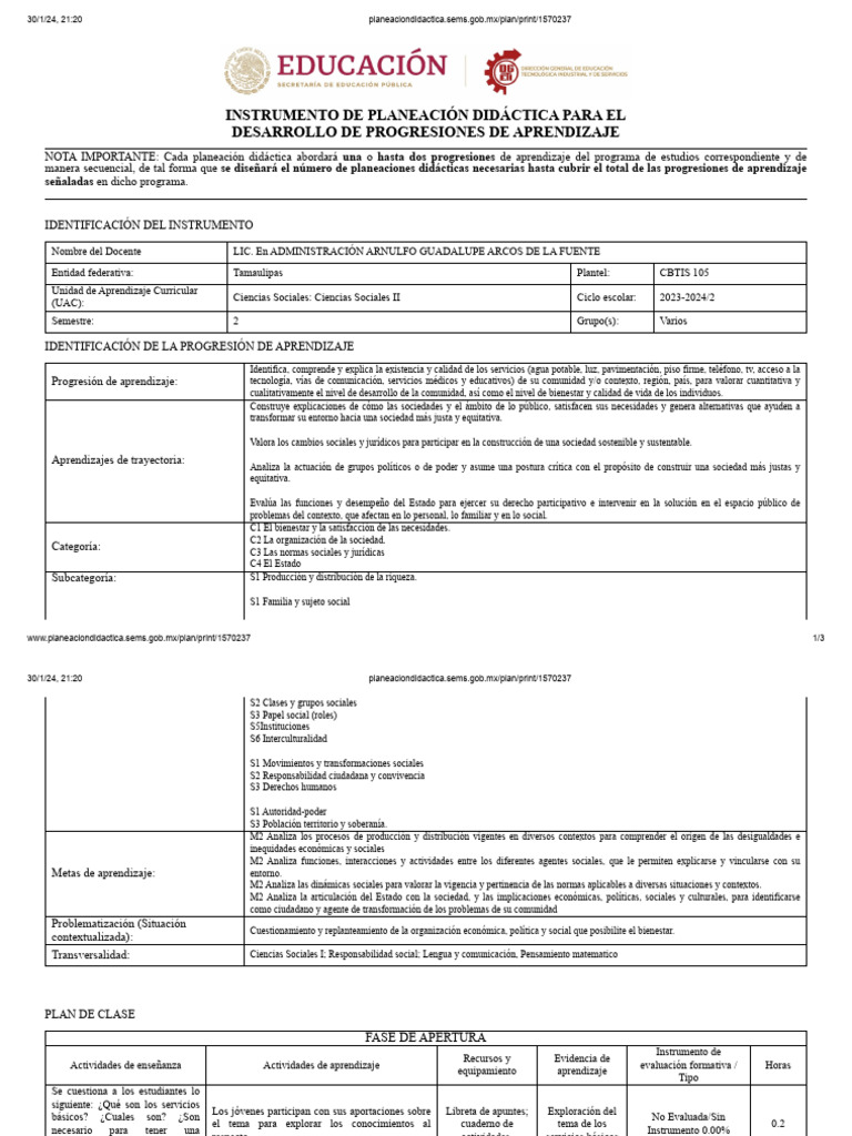 Progresion 3 C.S. Ii | PDF | Sociedad | Evaluación