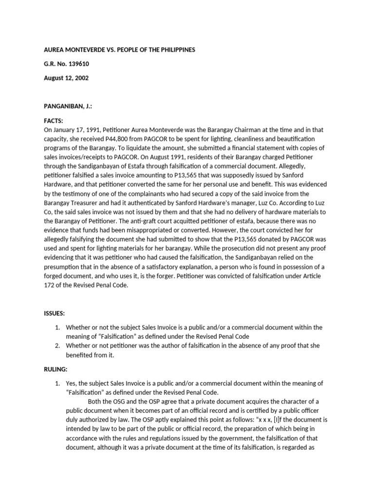 10 Monteverde vs. People | PDF | Falsifiability | Burden Of Proof (Law)