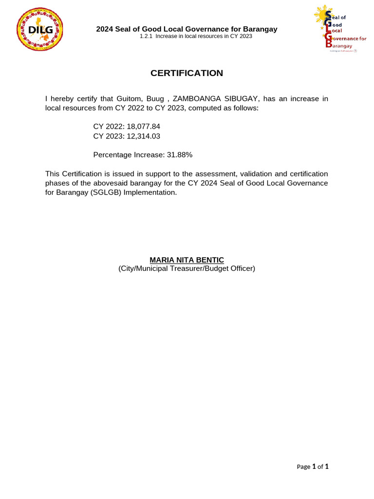 1.2.1 Certification - Docx BUDGET OFFICER | PDF