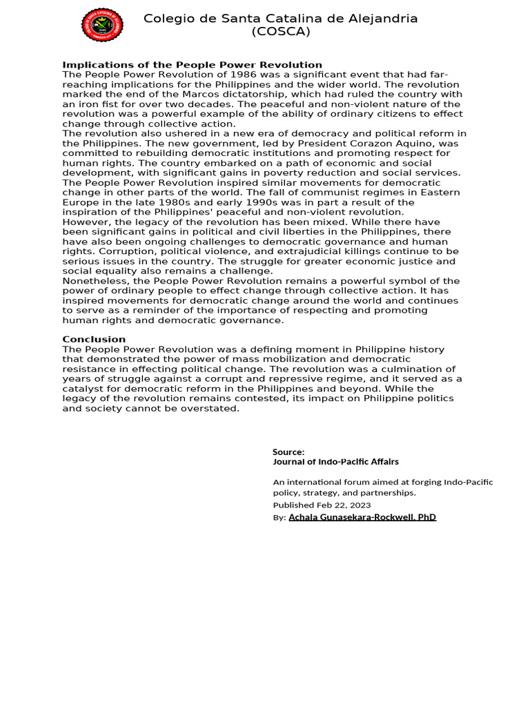 1986 People Power Revolution Overview | PDF | Political Science ...