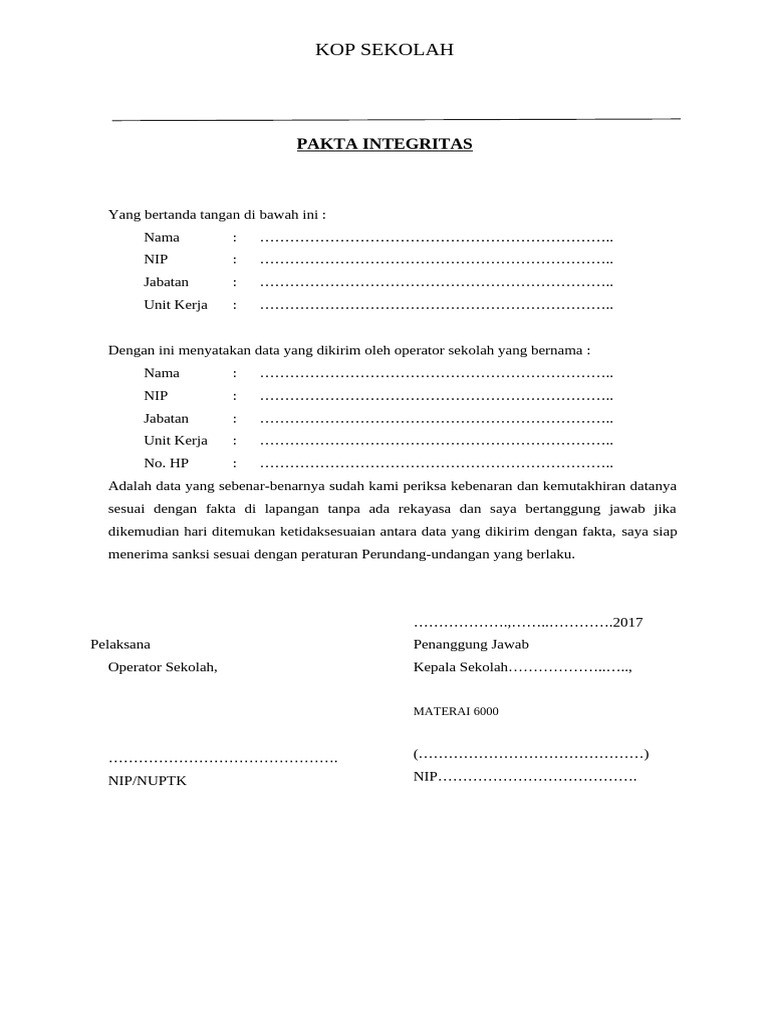 Pakta Integritas.-1 | PDF