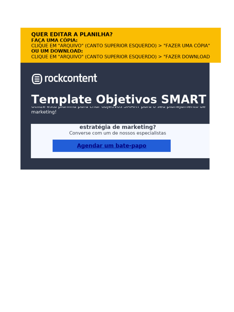 [Faça Sua Cópia Para Editar] Template de Objetivos Smart - Rock Content ...