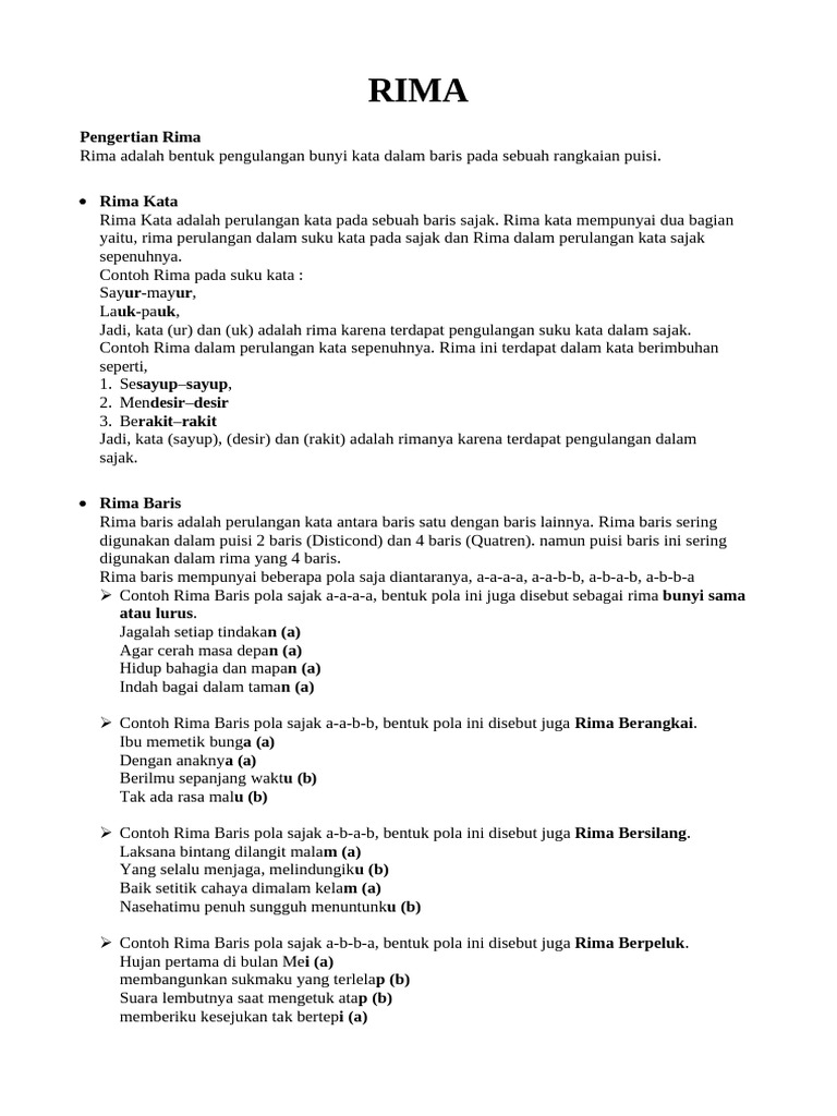 Rima (Karya Sastra) | PDF