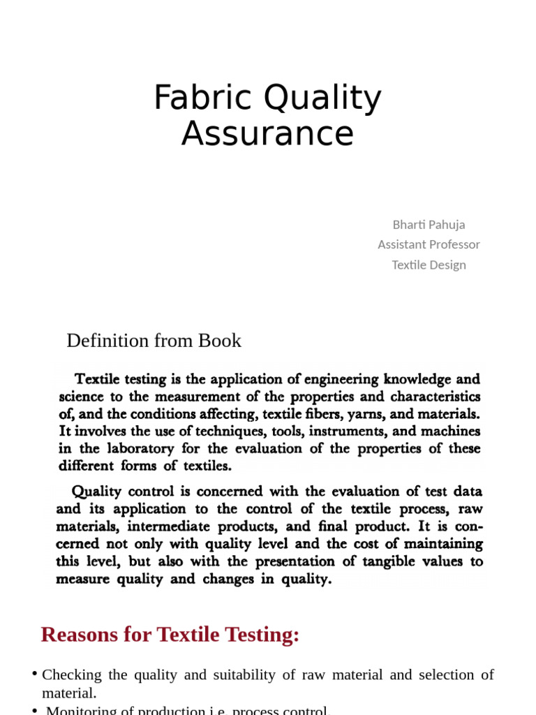 Fabric Quality Assurance | PDF | Yarn | Textiles