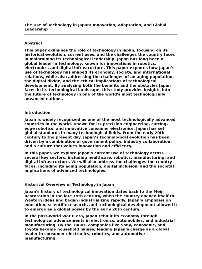 Japan's Technological Evolution and Challenges | PDF | Japan | Innovation