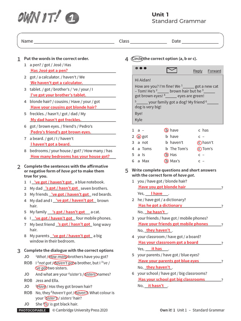 Standard_Grammar_Unit1_with_answers | PDF | Linguistics