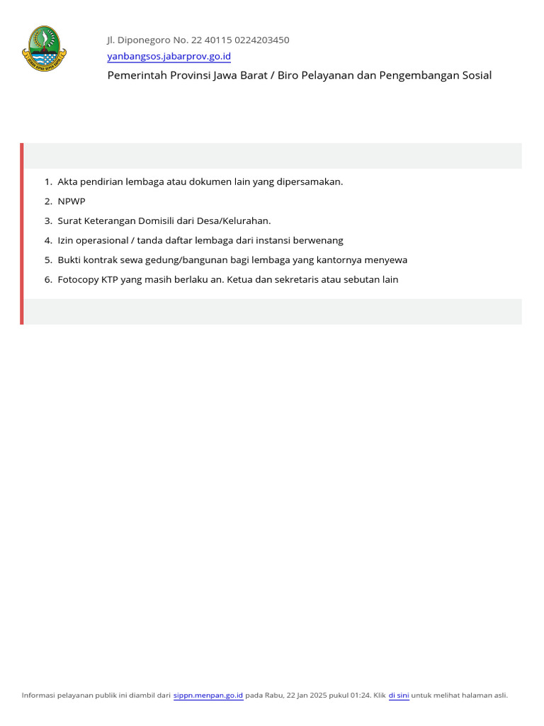 Unduh Standar Pelayanan - Permohonan Bantuan Hibah | PDF