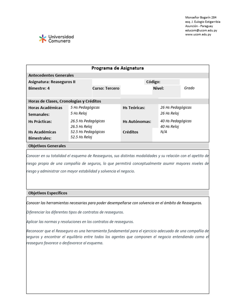 Programa de Reaseguros II-2023 | PDF | Reaseguro | Servicios financieros