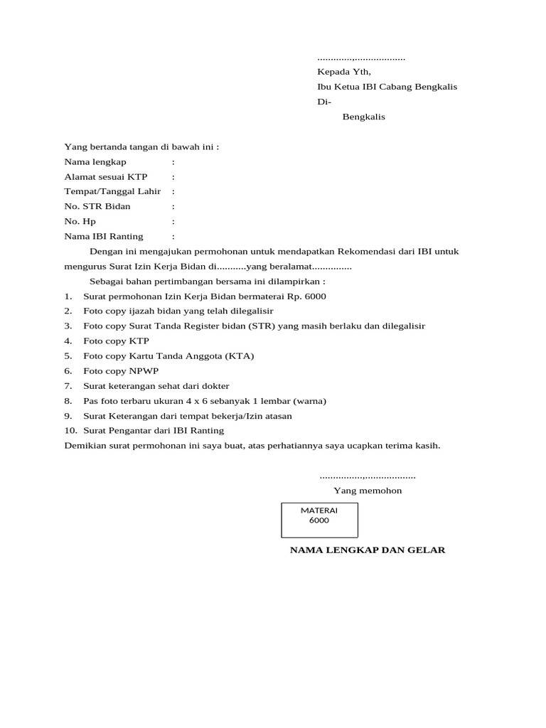Contoh Permohonan Rekom SIKB | PDF