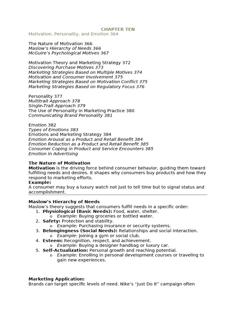 CHAPTER TEN | PDF | Motivational | Motivation