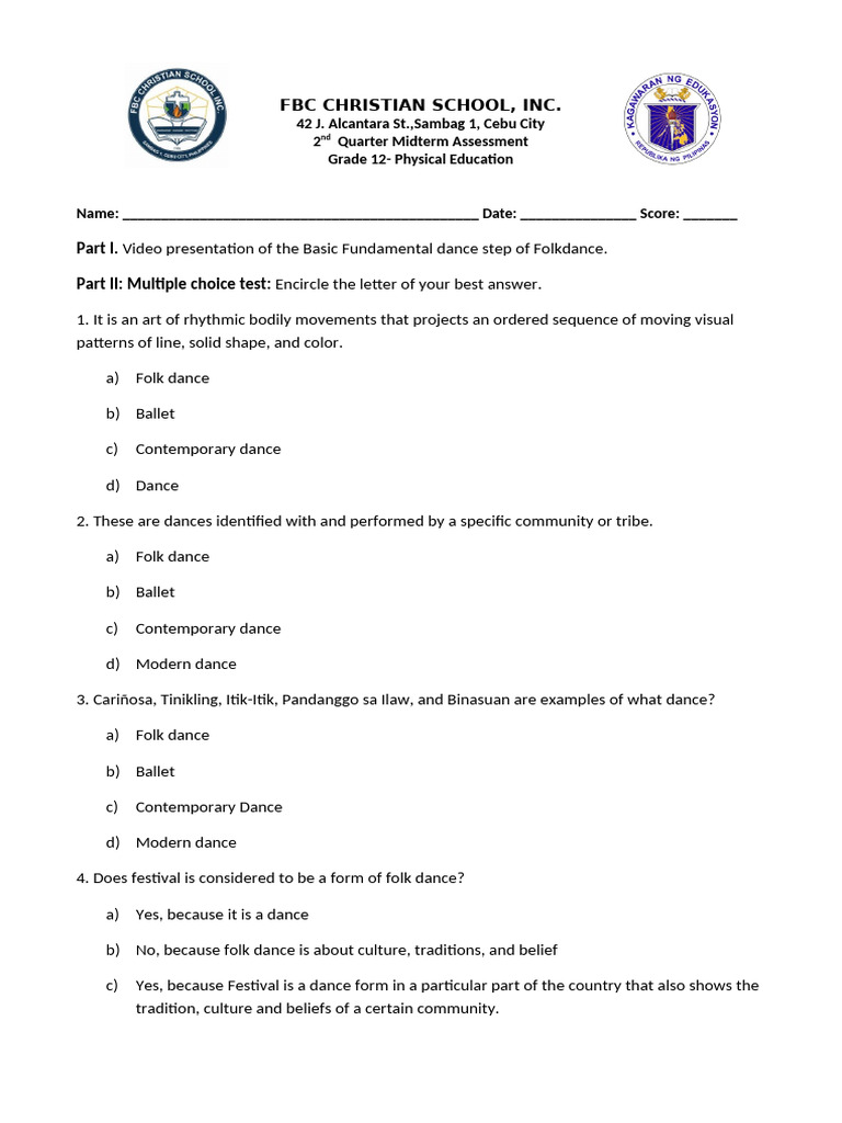 Grade 12 - Pe - 2ND Quarter | PDF | Philippines | Dances