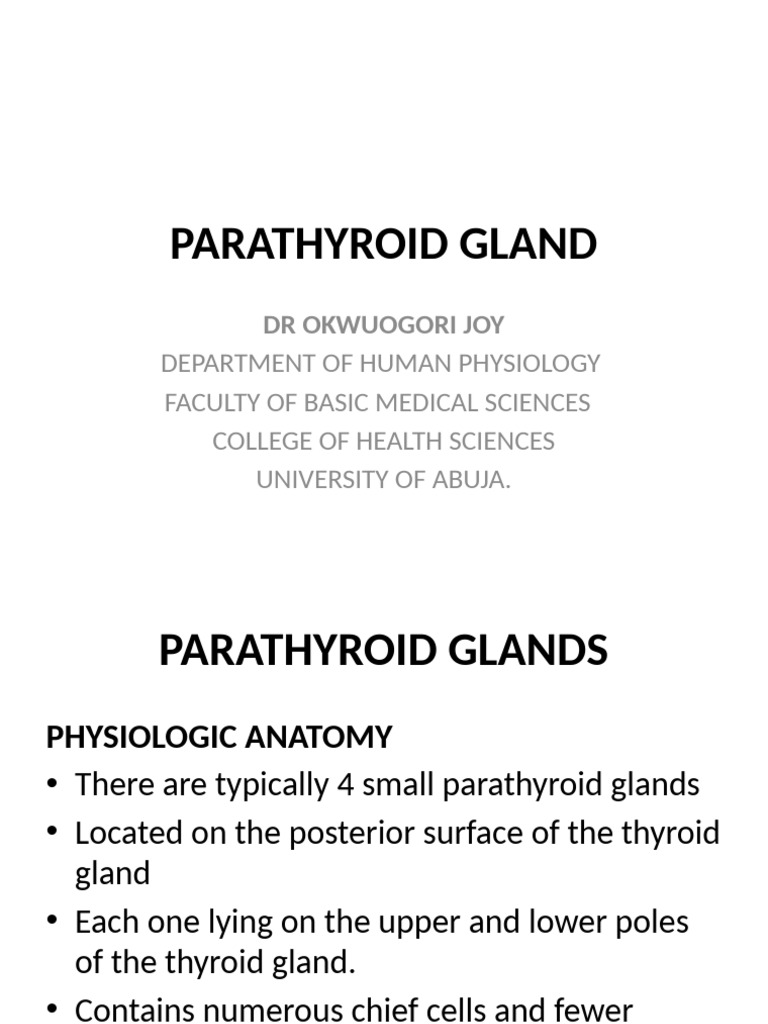Parathyroid Gland, Physiology of Hormonal Regulation of Blood Calcium Metabolism | PDF ...