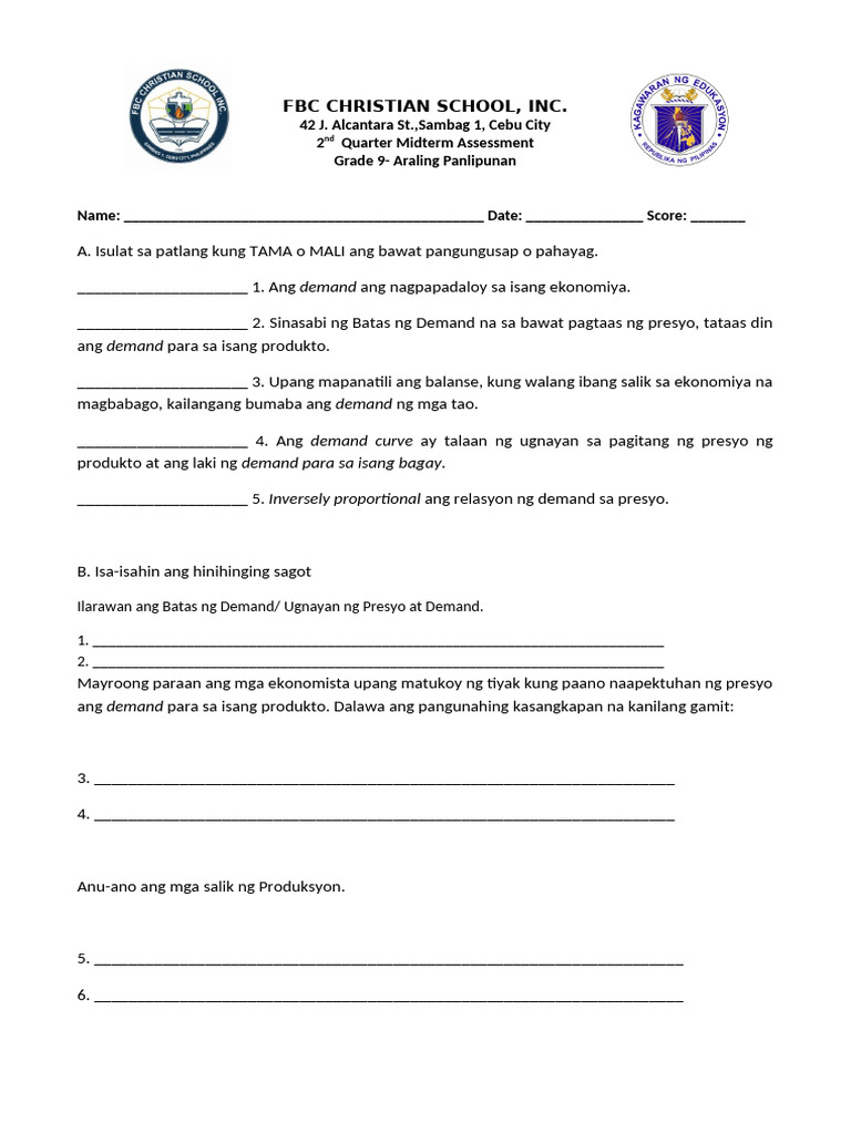 Grade 9 - Ap - 2ND Quarter | PDF