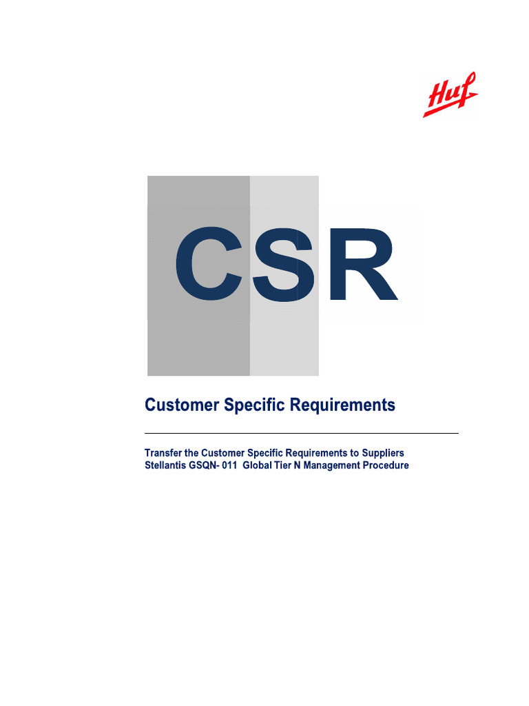 CSR-Customer Specific Requirement | PDF | Iso 9000 | Supply Chain