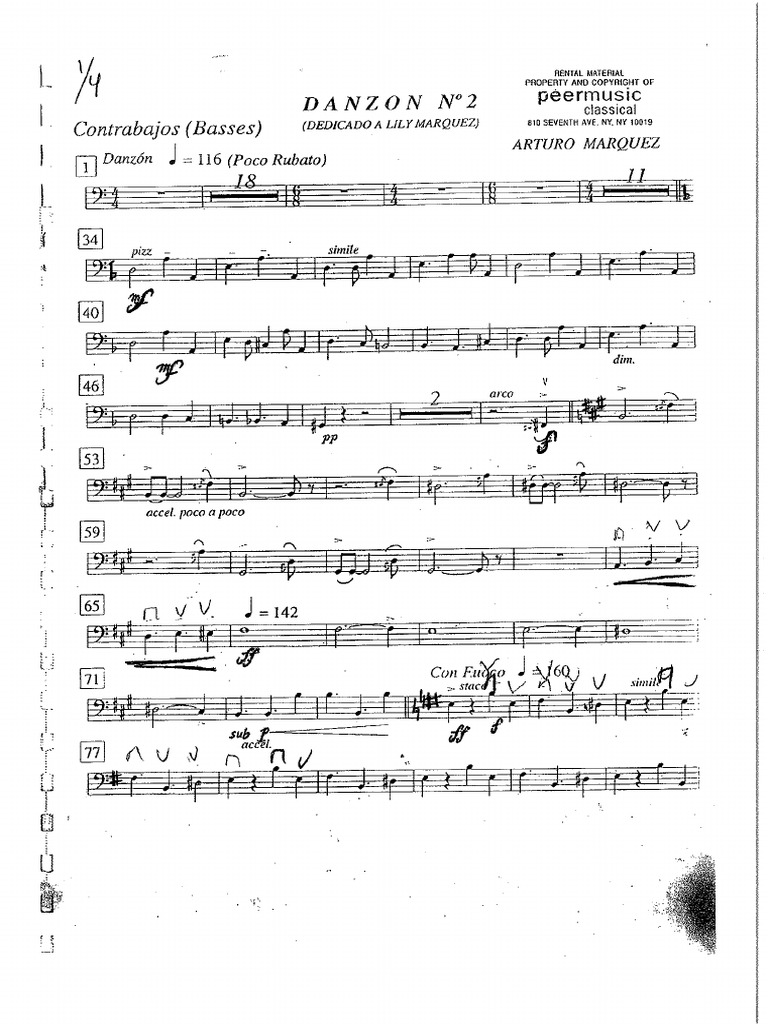 DANZÓN Nº2 - Contrabajo | PDF