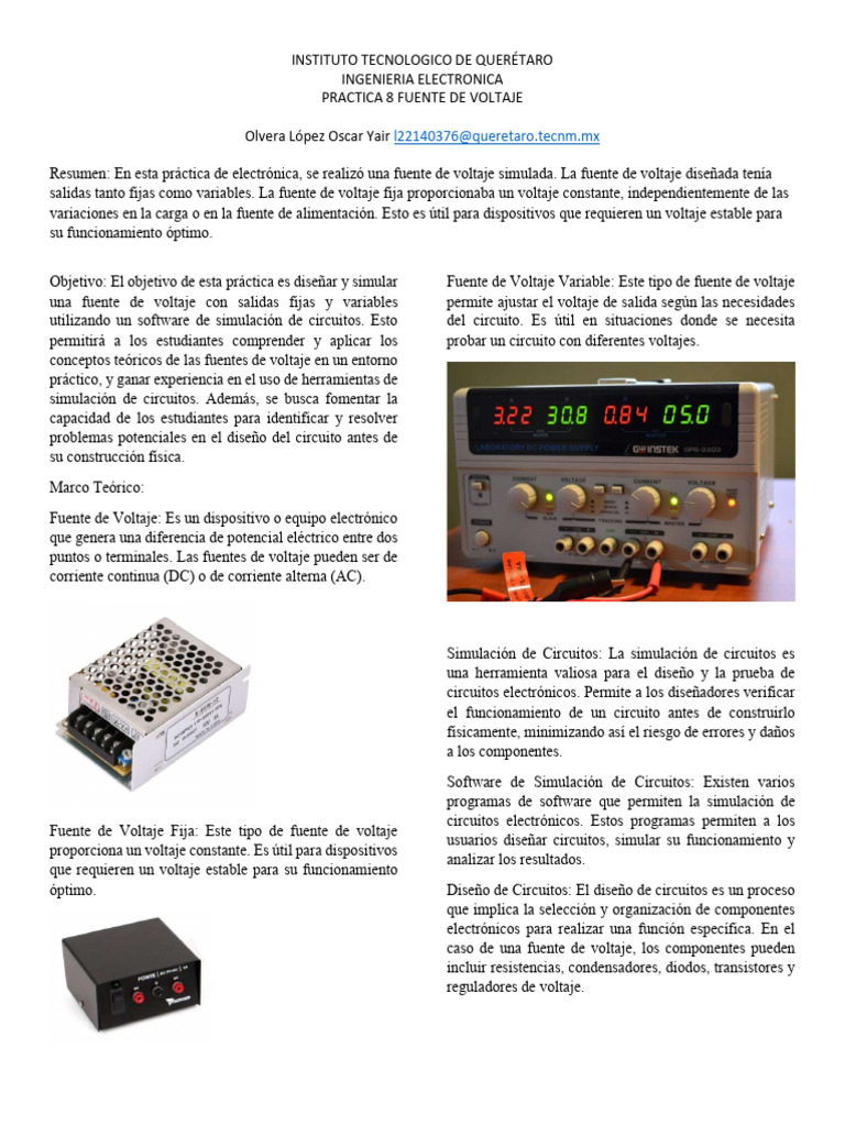 Diseño y Simulación de Fuente de Voltaje | PDF | Red eléctrica ...
