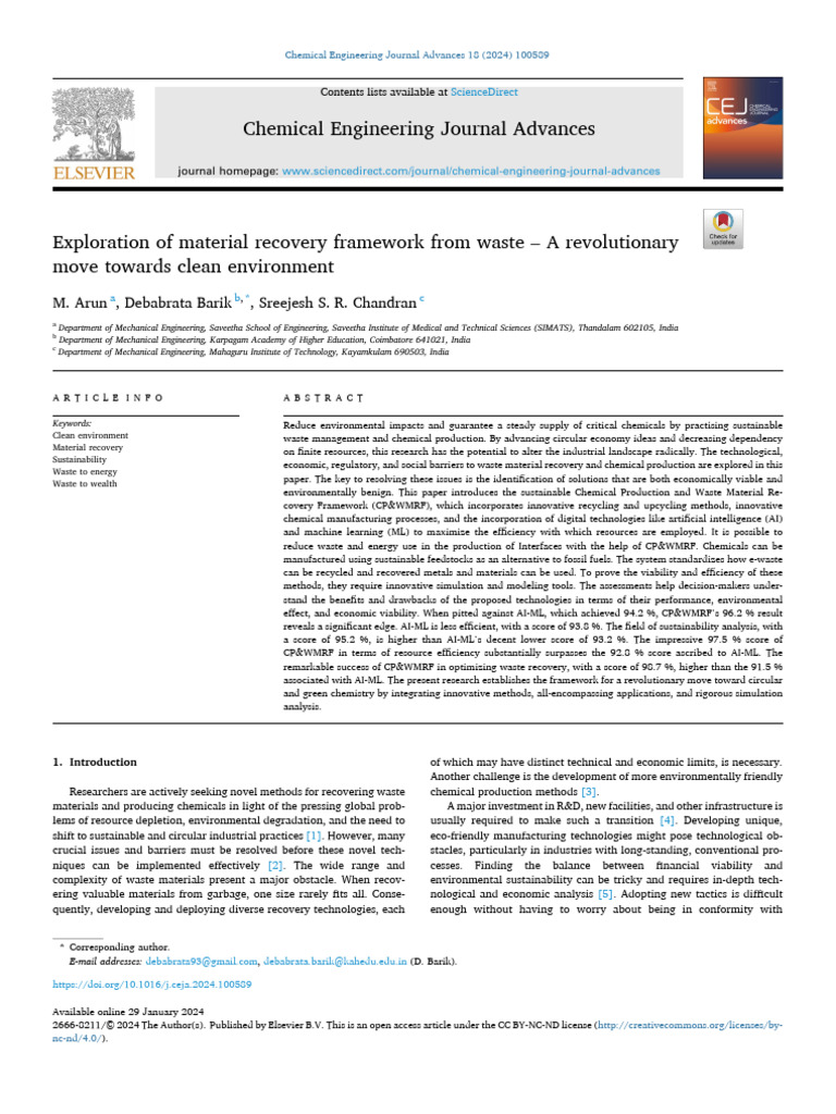 Exploration of material recovery framework from waste – A revolutionary ...