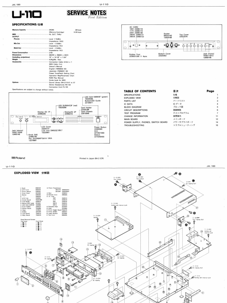 Roland U 110 Service Note | PDF