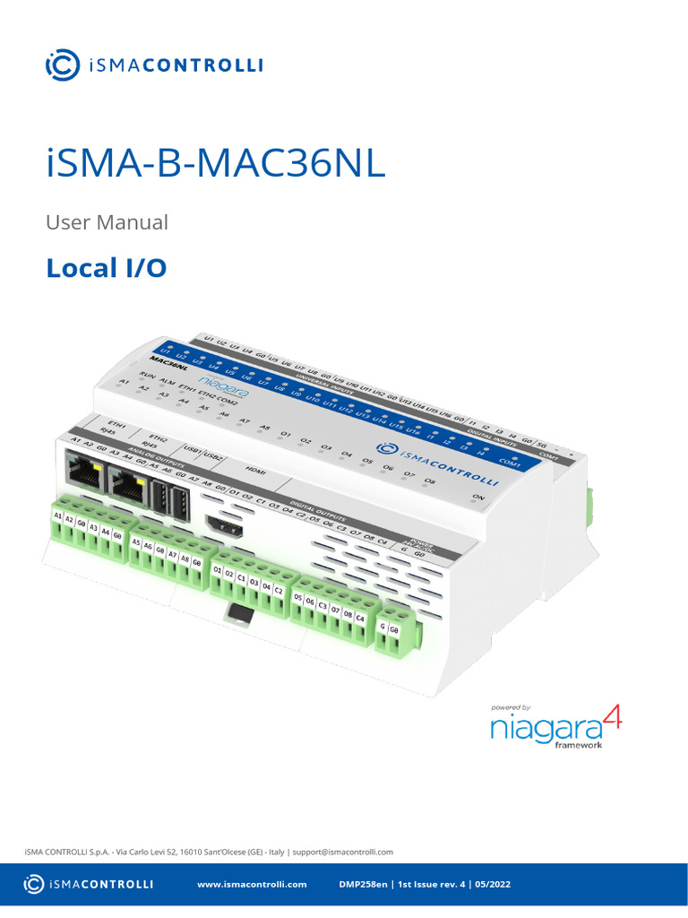 iSMA-B-MAC36NL - Local I - O - Manual | PDF | Power Supply | Analog To Digital Converter