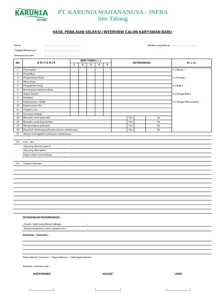 Form Interview | PDF
