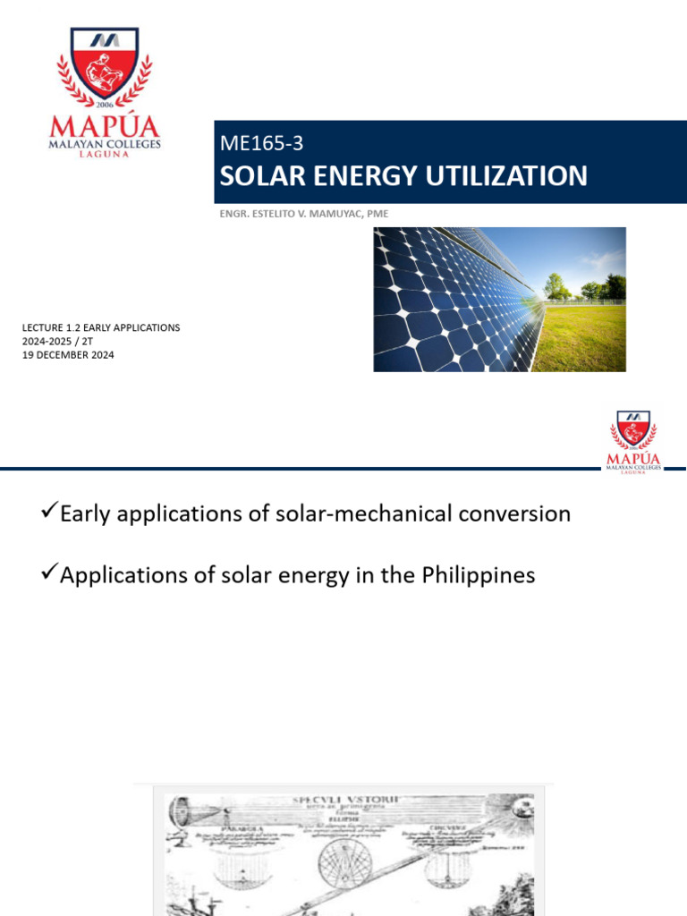 Lecture 1.2 - Solar Energy (Applications) | PDF | Photovoltaic System ...
