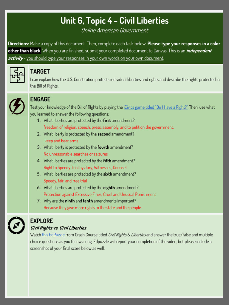Unit 6, Topic 4 - Civil Liberties Ryan Donaldson | PDF | Eighth ...
