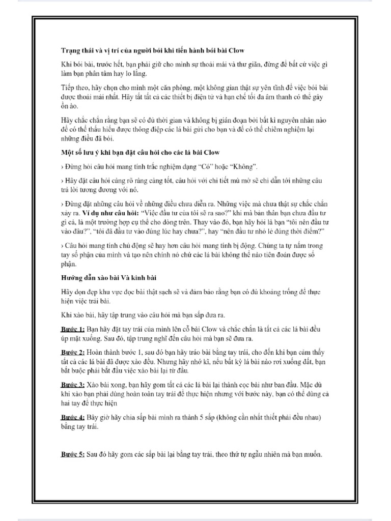 Những Dạng Trải Bài Cơ Bản Trong Clow Sakura | PDF