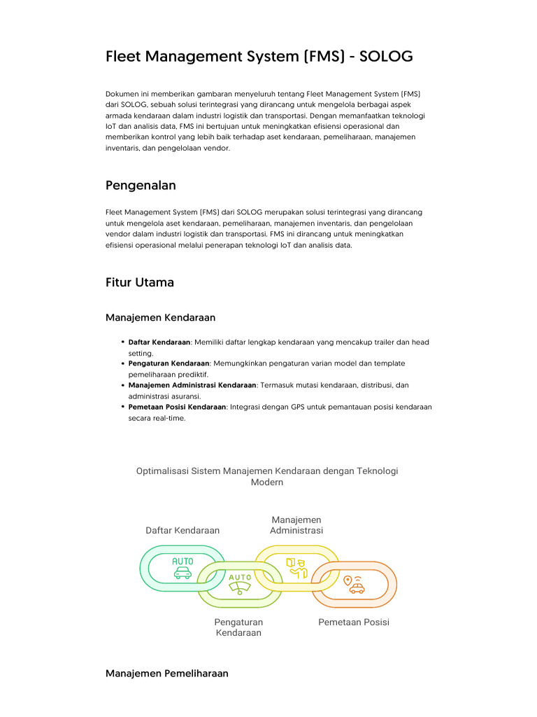 Fitur Fleet Management System (FMS) | PDF