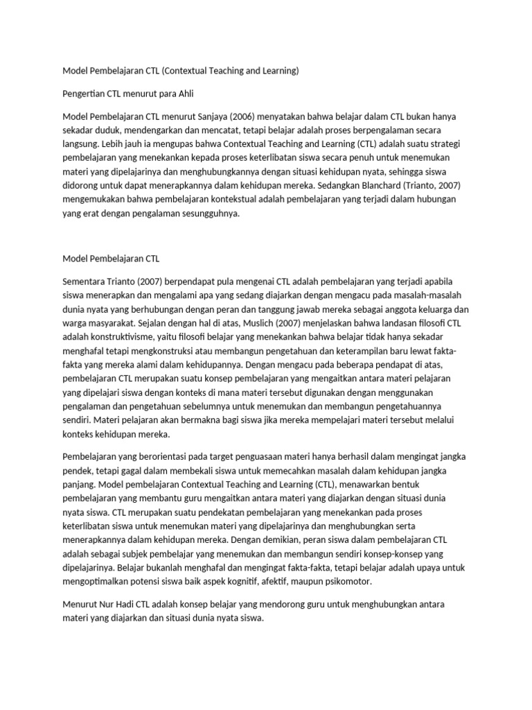 Model Pembelajaran CTL | PDF