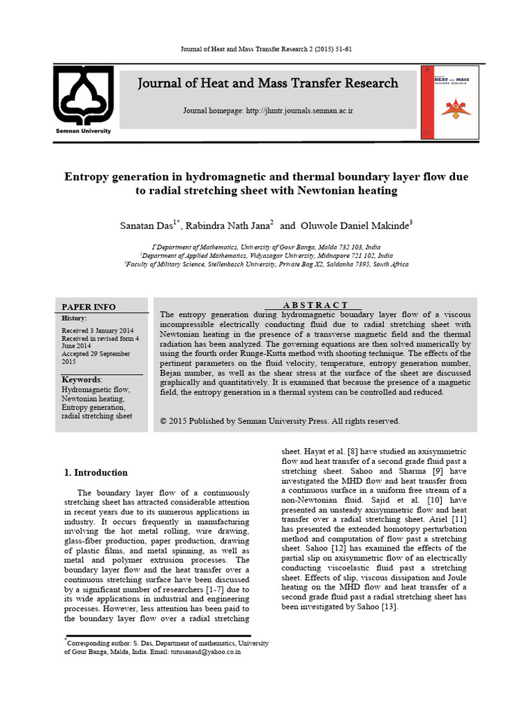 Journal of Heat and Mass Transfer Research | PDF | Boundary Layer ...