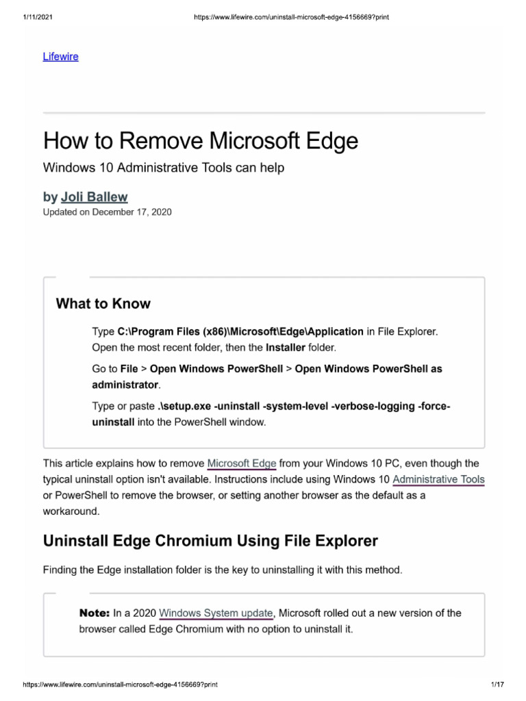 How to Remove Microsoft Edge | PDF