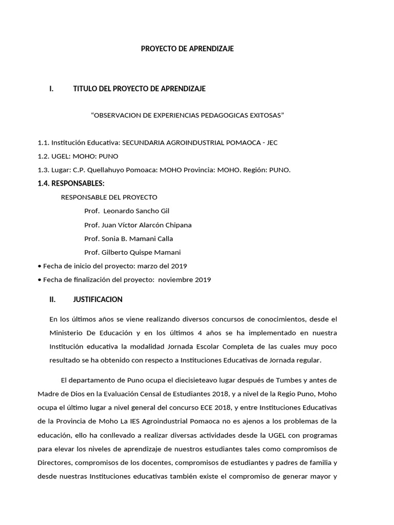 Proyecto de Pasantia | PDF | Enseñando | Modificación de comportamiento