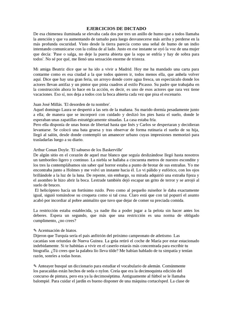 Ejercicios de Dictado y Acentuación | PDF