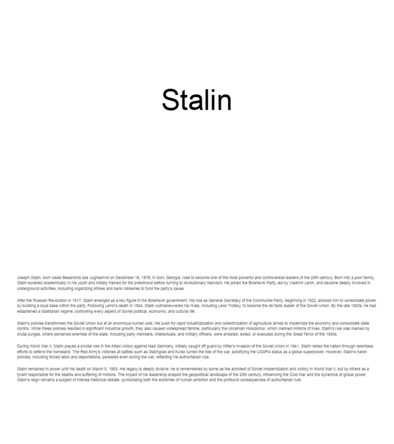 Stalin | PDF | Joseph Stalin | Soviet Union